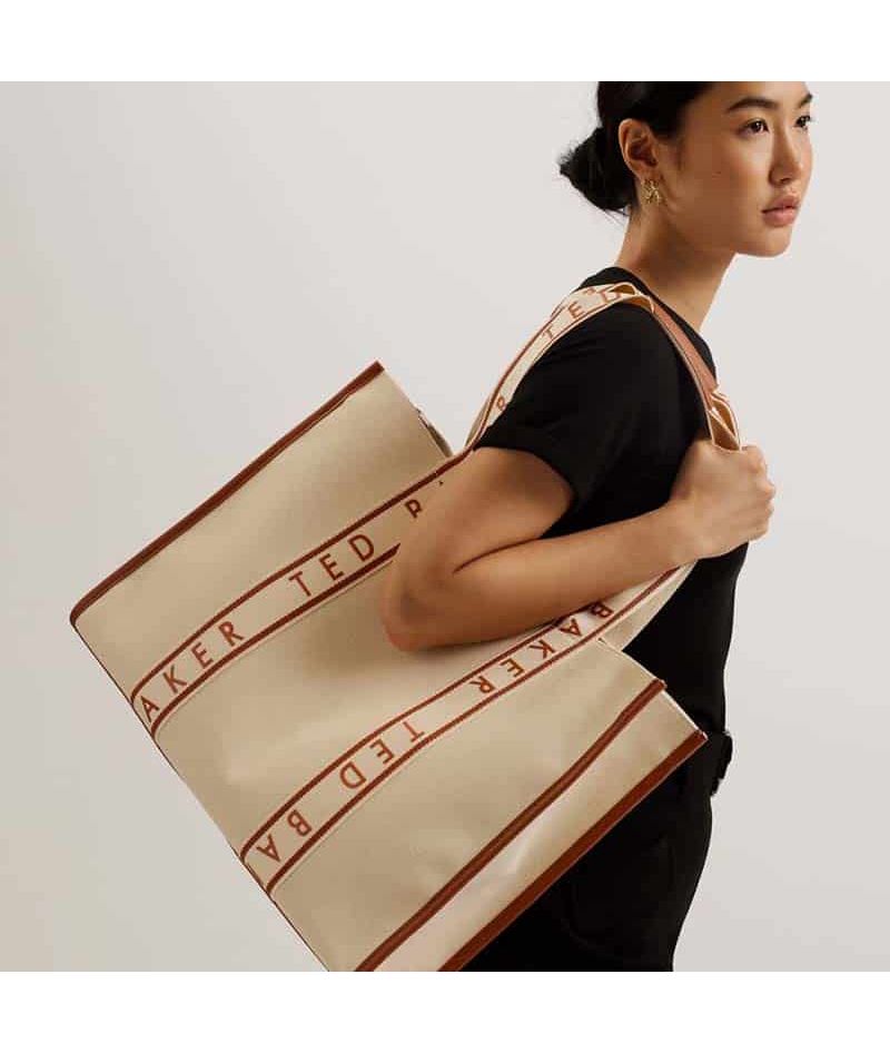Women's Ecru Georjey Branded Webbing Canvas Bag Ted Baker 261689 ...